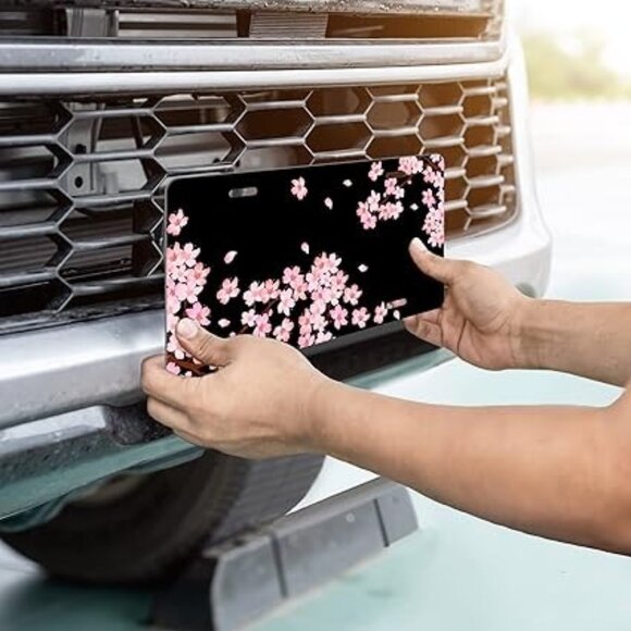 Accents | License Plate Cherry Blossom Decorative Car Front Metal Car ...